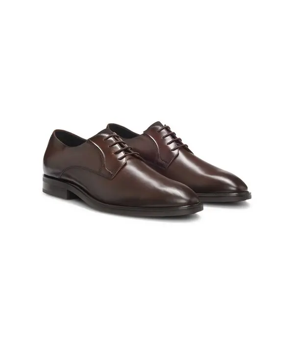 BOSS Smooth Leather Derby Shoes - Brown