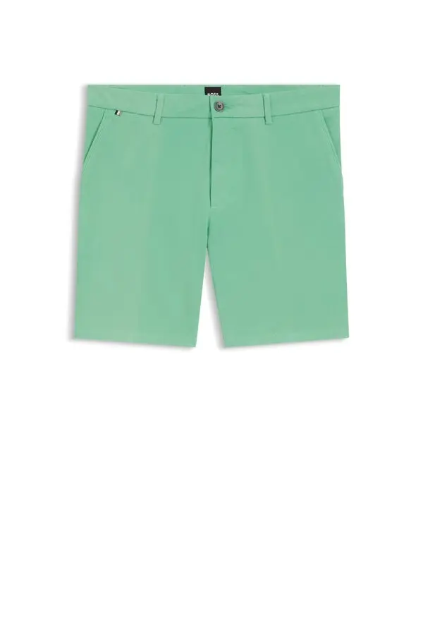 BOSS Modern-fit Stretch-cotton Twill Shorts - Light Green