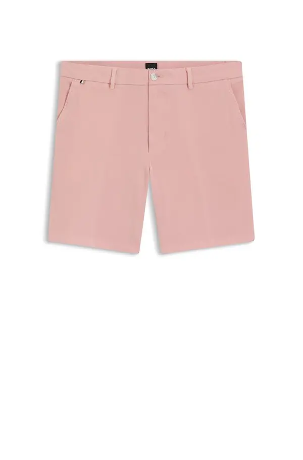 BOSS Modern-fit Stretch-cotton Twill Shorts - Light Pink