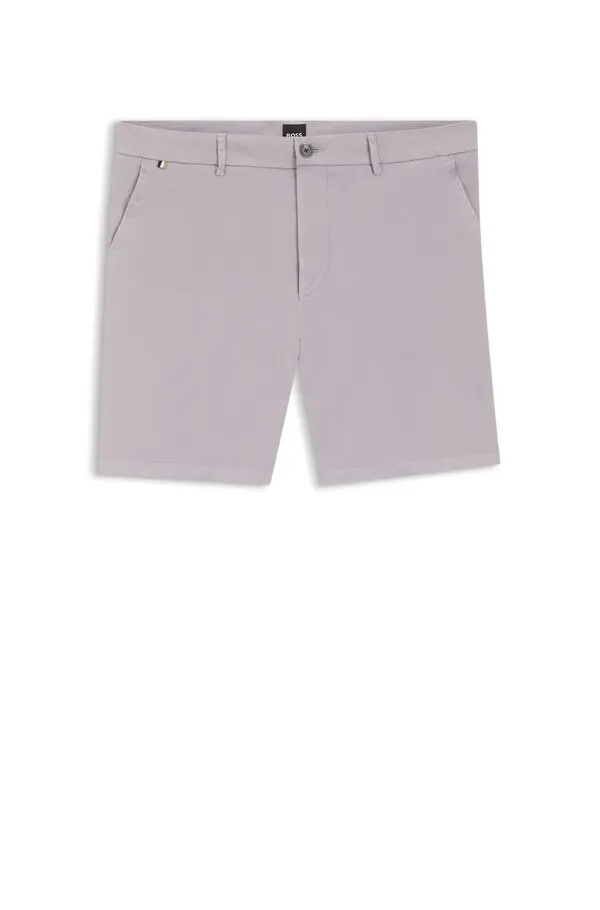 BOSS Modern-fit Stretch-cotton Twill Shorts - Light Purple