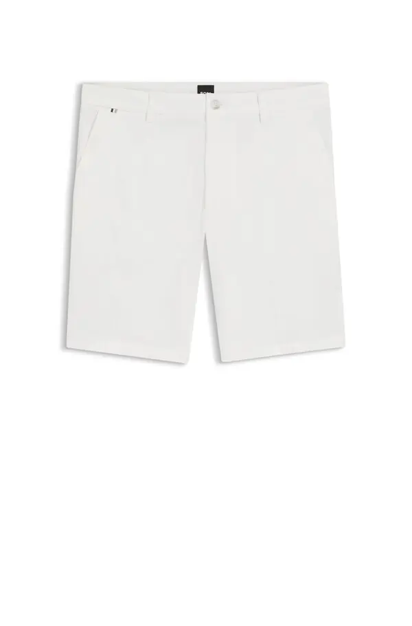 BOSS Modern-fit Stretch-cotton Twill Shorts - White