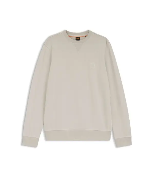 BOSS Logo-patch Cotton Terry Sweatshirt - Light Grey