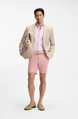 BOSS Slim-fit Shirt In Structured Wrinkle-free Cotton - Pink