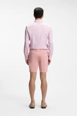 BOSS Slim-fit Shirt In Structured Wrinkle-free Cotton - Pink