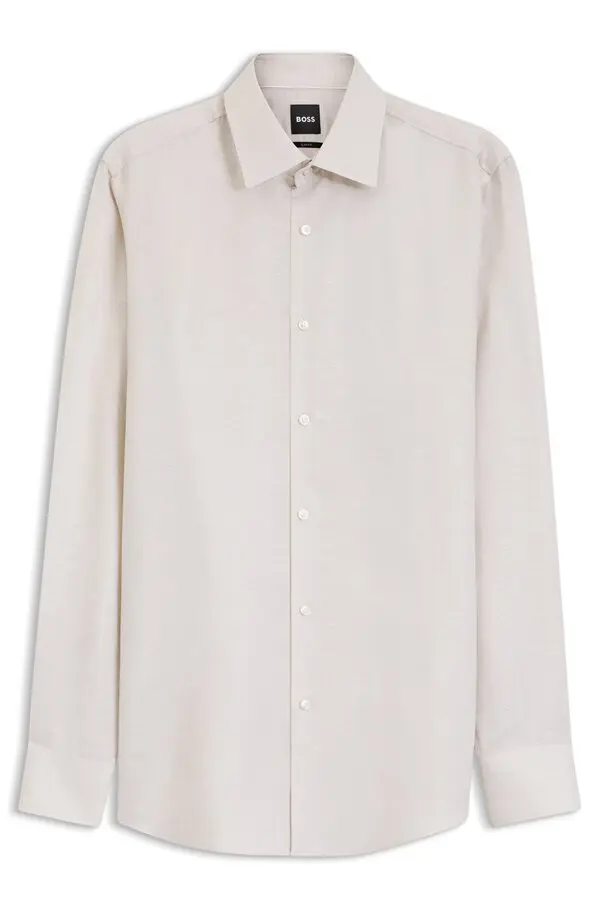 BOSS Slim-fit Shirt In Linen-blend Twill - Light Beige