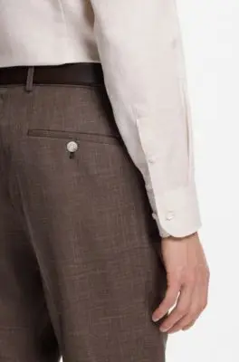 BOSS Slim-fit Shirt In Linen-blend Twill - Light Beige
