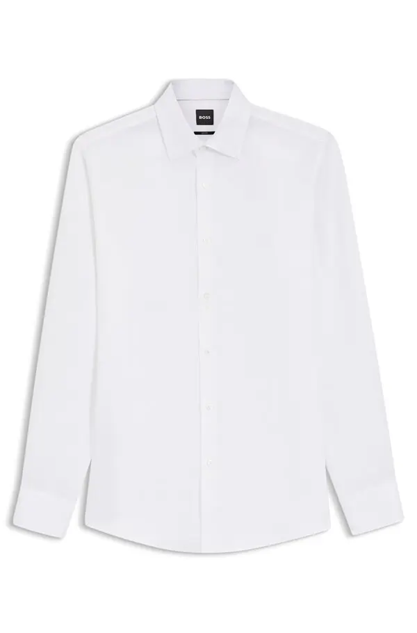 BOSS Slim-fit Shirt In Linen-blend Twill - White