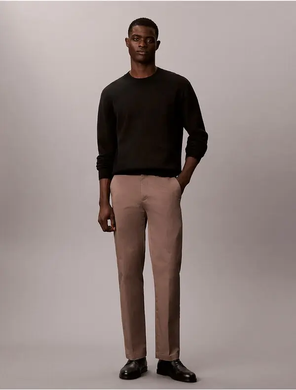 Calvin Klein Cotton Stretch Straight Trousers - Falcon