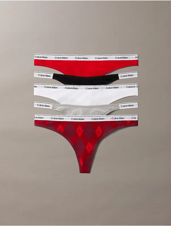 Calvin Klein Icon Logo 5-pack Mixed Thong - Established Red Multi