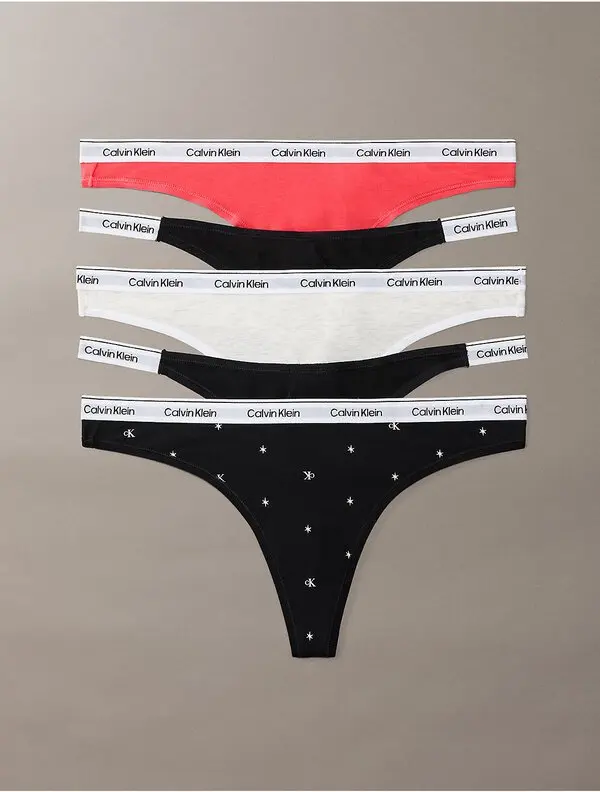 Calvin Klein Icon Logo 5-pack Mixed Thong - Punch Pink Multi