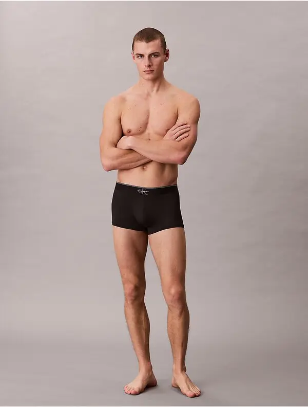 Calvin Klein Graphic Monogram Microfiber Stretch Low Rise Trunk - Black
