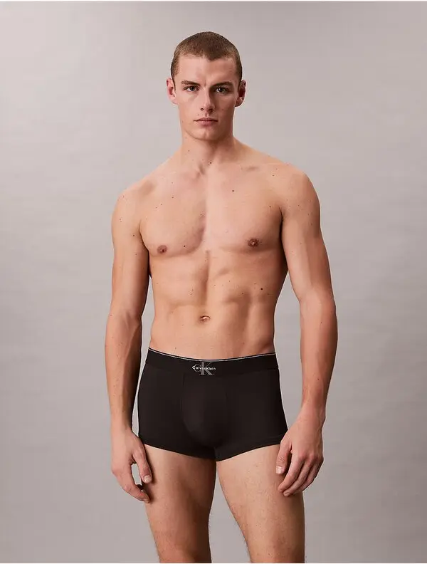 Calvin Klein Graphic Monogram Microfiber Stretch Low Rise Trunk - Black