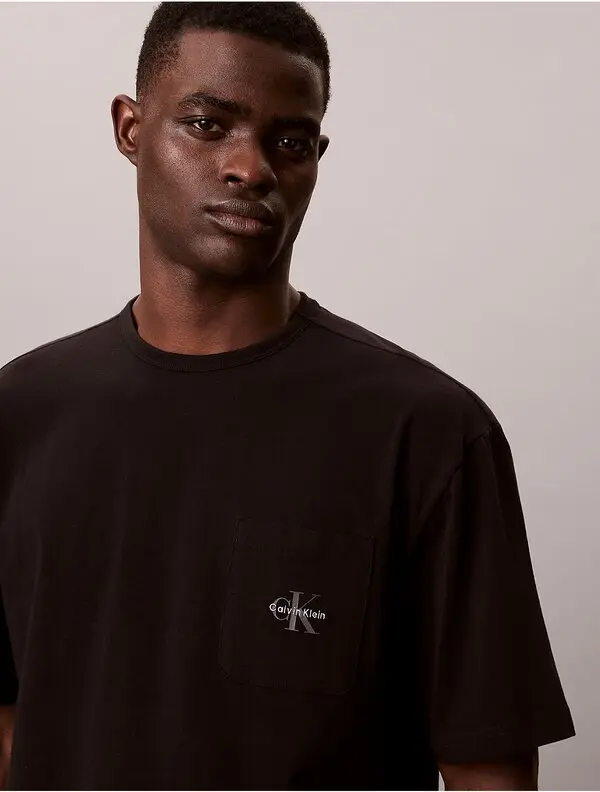 Calvin Klein Icon Cotton Stretch Monologo Sleep Tee - Black