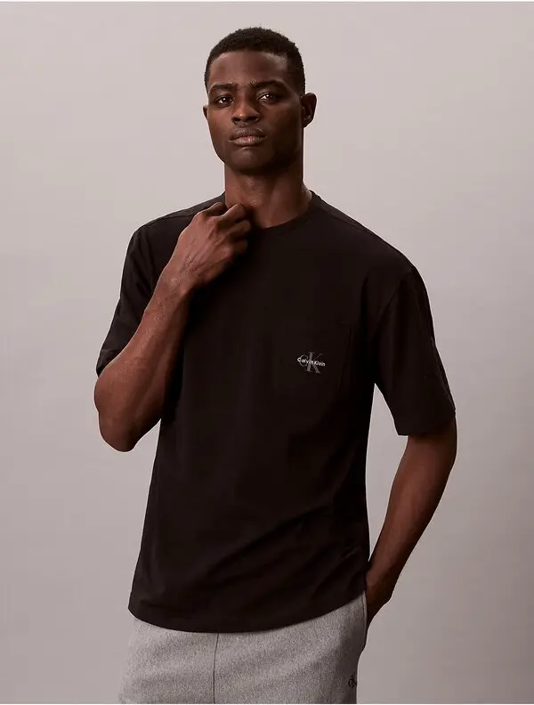 Calvin Klein Icon Cotton Stretch Monologo Sleep Tee - Black