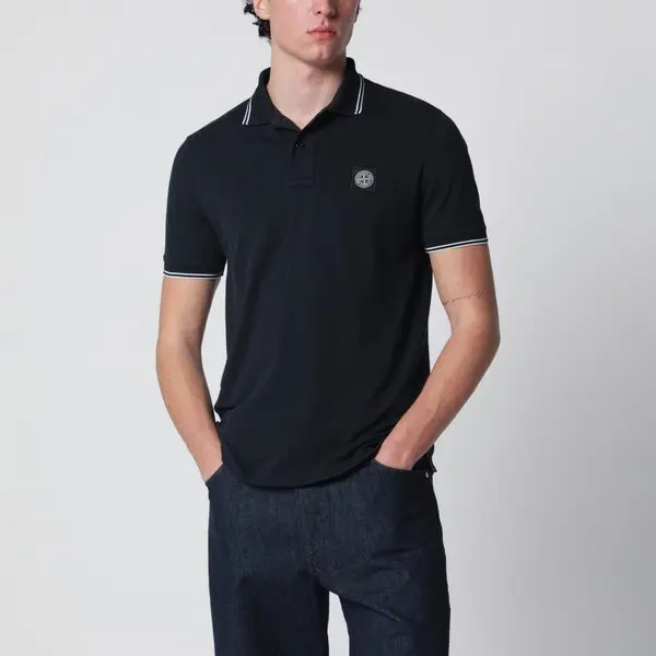 Stone Island Polo Shirt With Compass Patch - Blue