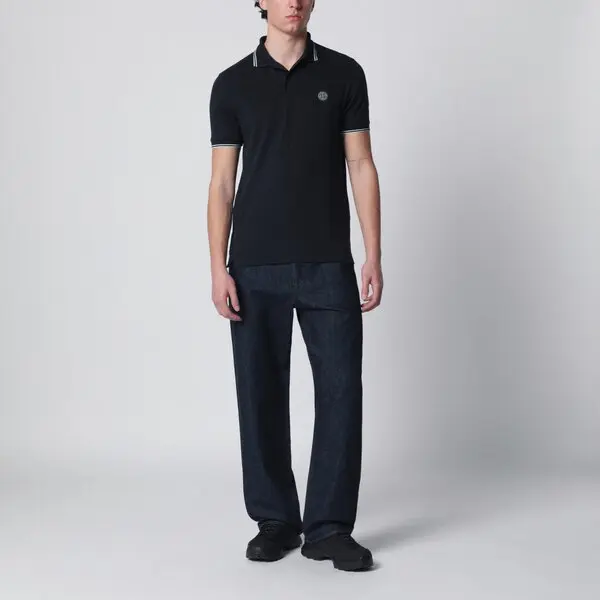 Stone Island Polo Shirt With Compass Patch - Blue