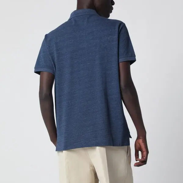 Polo Ralph Lauren Navy Mélange Cotton Custom Slim-fit Polo Shirt - Blue