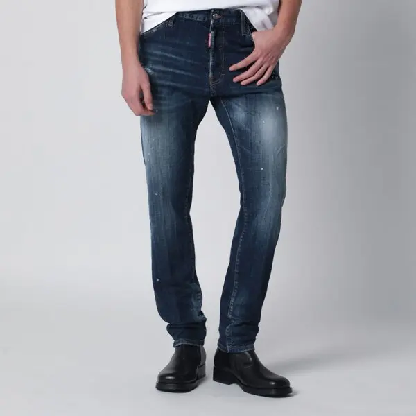 Dsquared2 Washed Stretch Cotton Denim Jeans - Blue