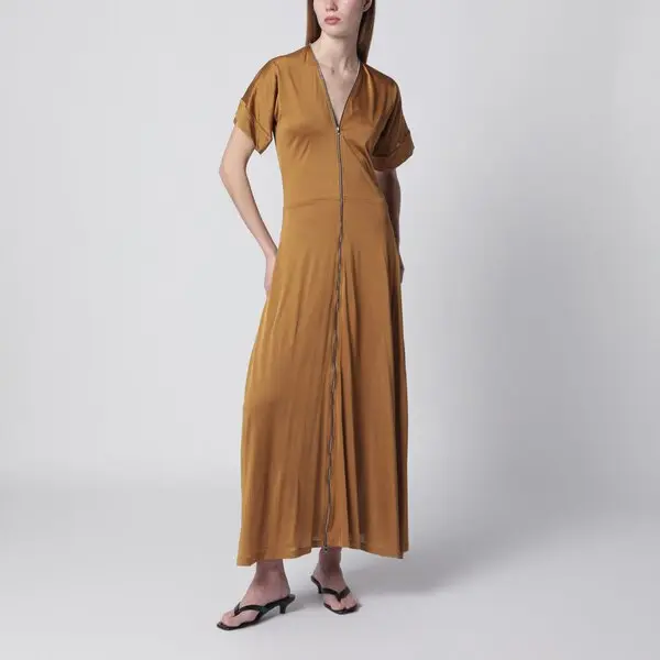 LEMAIRE Cotton-viscose Jersey Zip-up Dress - Brown