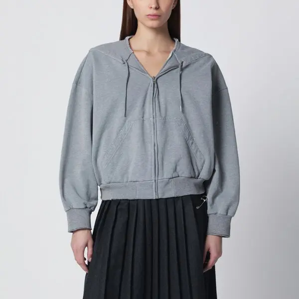 MAISON MARGIELA Cotton Zip-up Sweatshirt With Drawstring - Grey