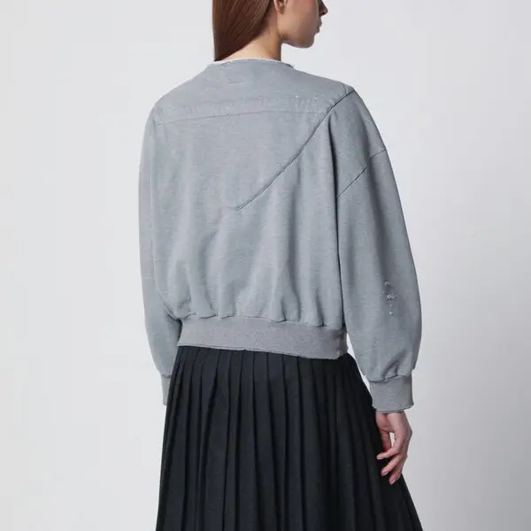 MAISON MARGIELA Cotton Zip-up Sweatshirt With Drawstring - Grey