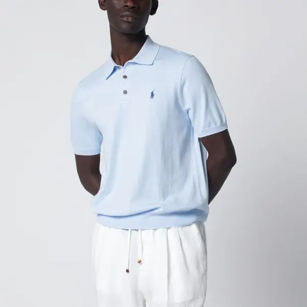 Polo Ralph Lauren Cotton Knit Polo Shirt - Light Blue