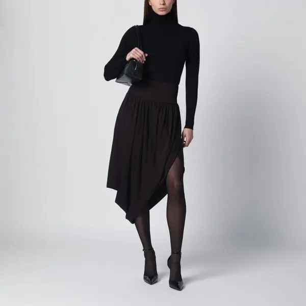 Alaïa Fluid Jersey Midi Skirt - Brown
