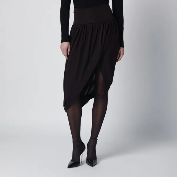 Alaïa Fluid Jersey Midi Skirt - Brown