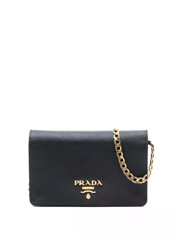 Prada 2010-2025 Saffiano Wallet On Chain Crossbody Bag - Black