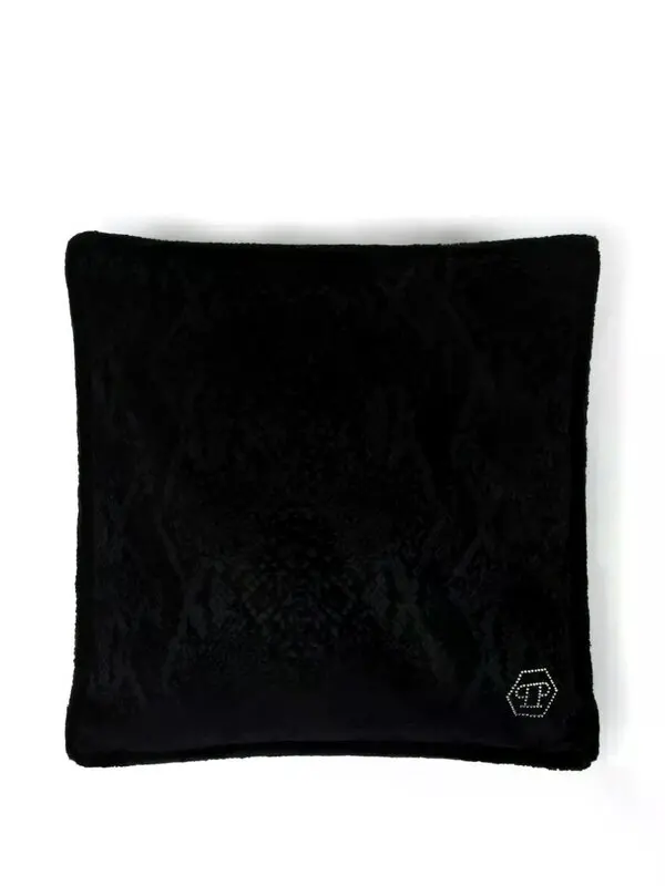 Philipp Plein Logo-detail Velvet Cushion - Black