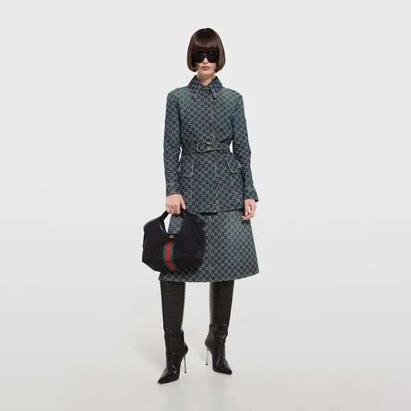 Gucci Giglio Small Tote Bag In Gg Canvas - Black