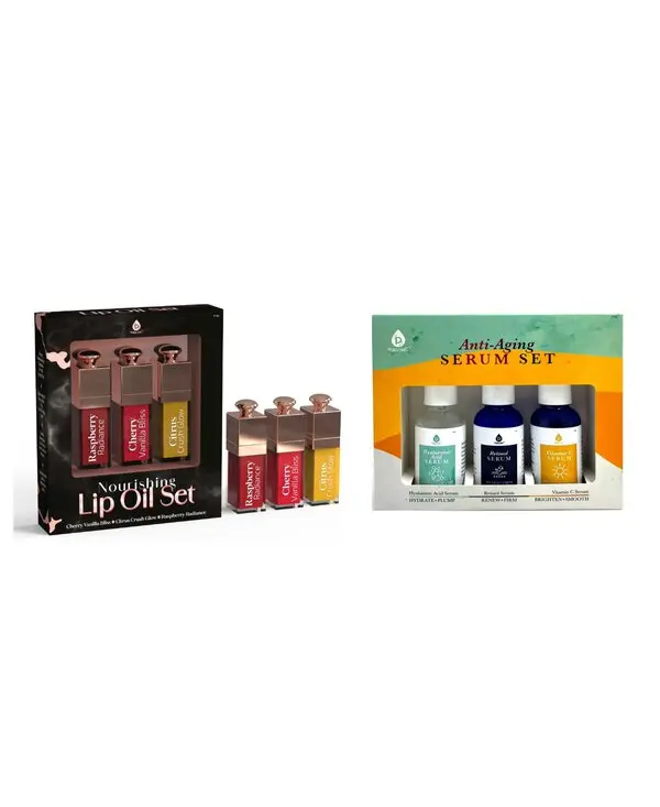 PURSONIC Anti-aging Serum Set & Nourishing Lip Oil Trio - White