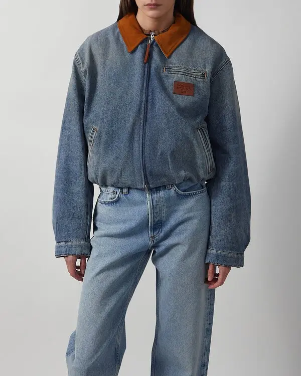 Acne Studios Denim Bomber Jacket - Mid Blue