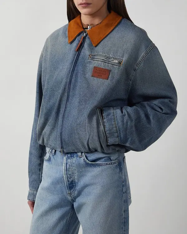 Acne Studios Denim Bomber Jacket - Mid Blue