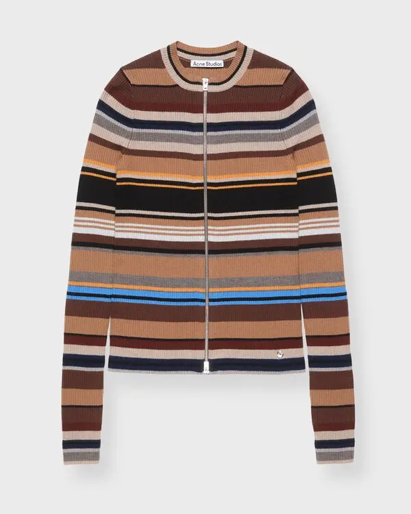 Acne Studios Striped Wool Cardigan - Brown
