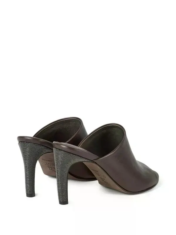 Brunello Cucinelli Monili-embellished Leather Heeled Mules