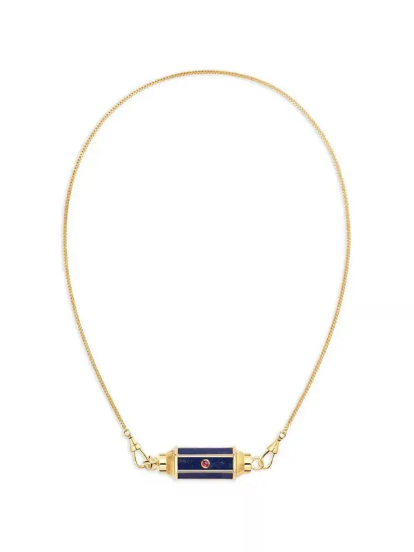 MARIE LICHTENBERG Baby Locket Ruby Lapis Lazuli Necklace - Gold