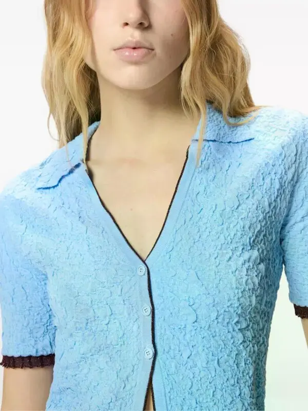 Pinko Cropped Textured Jacquard Cardigan