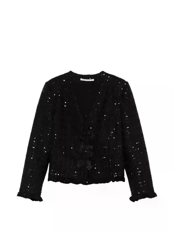 Alessandra Rich Sequinned Bow-embellished Jacket - Black