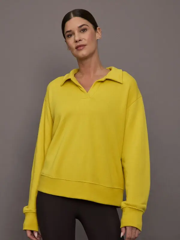 Carbon38 Johnny Collar French Terry Sweatshirt - Mango Mint