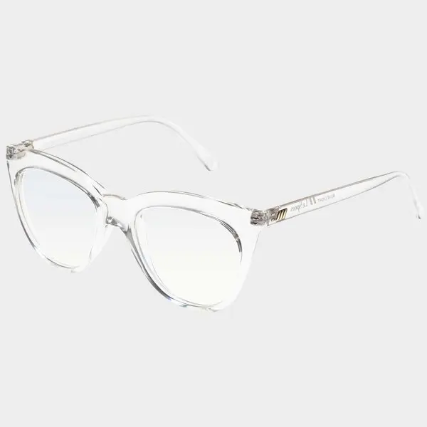 Le Specs Halfmoon Magic Crystal Clear Light Glasses - Blue