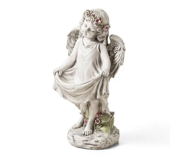 GLITZHOME 21'h Mgo Angel Garden Statue With Bir Dfeeder - One-color