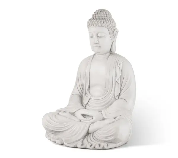 GLITZHOME 22.75'h Mgo White Meditating Buddha S Tatue - One-color