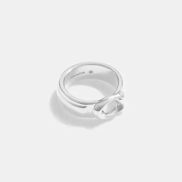 COACH® Sculpted Signature Cocktail Ring - Silver