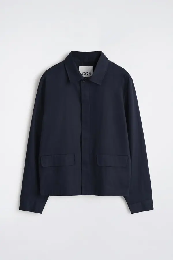 Cos Relaxed Cotton-linen Overshirt - Navy
