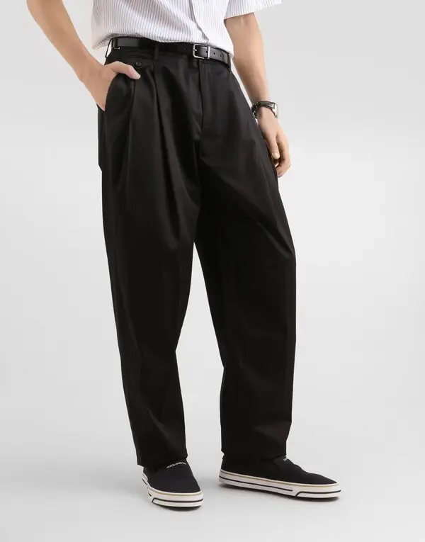 Dolce & Gabbana Cotton Gabardine Trousers - Black