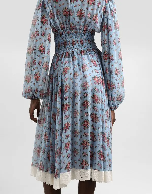 Dolce & Gabbana Flower Bouquets-print Chiffon Dress - Multicolor