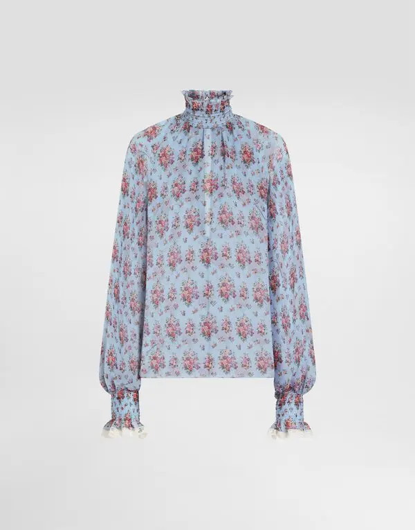 Dolce & Gabbana Floral Bouquet-print Chiffon Top - Multicolor