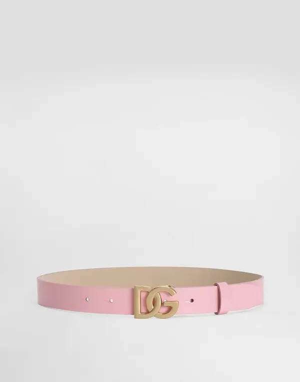 Dolce & Gabbana Patent Leather Belt With Dg Logo - Pink