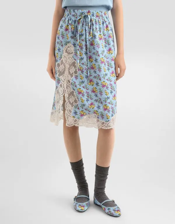 Dolce & Gabbana Floral-print A-line Skirt
